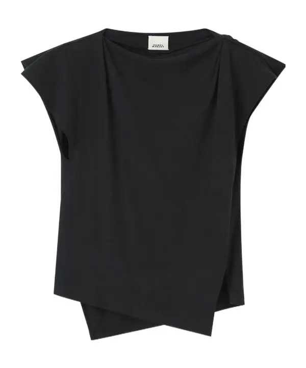 Isabel Marant Étoile Asymmetrical Short-sleeved T-shirt With Logo - Black