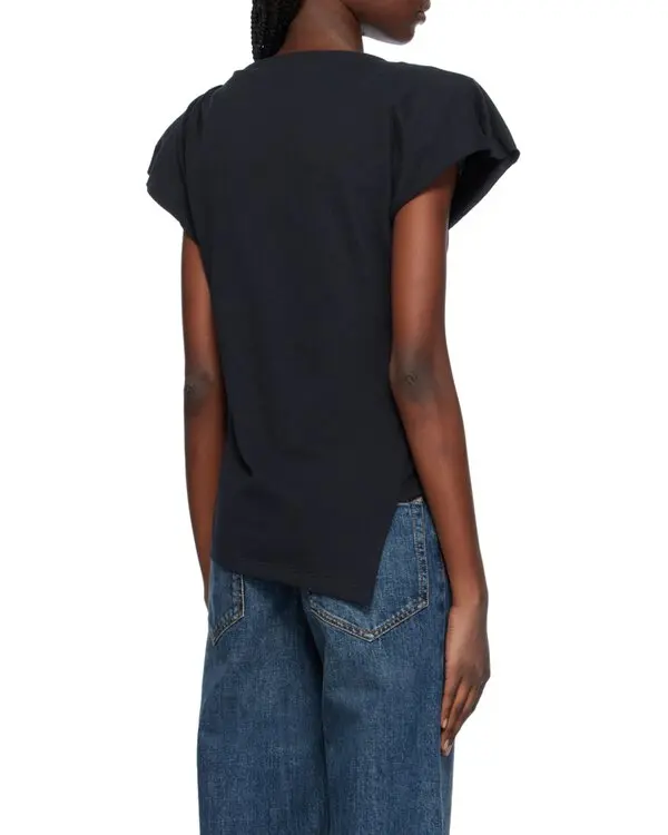 Isabel Marant Étoile Asymmetrical Short-sleeved T-shirt With Logo - Black