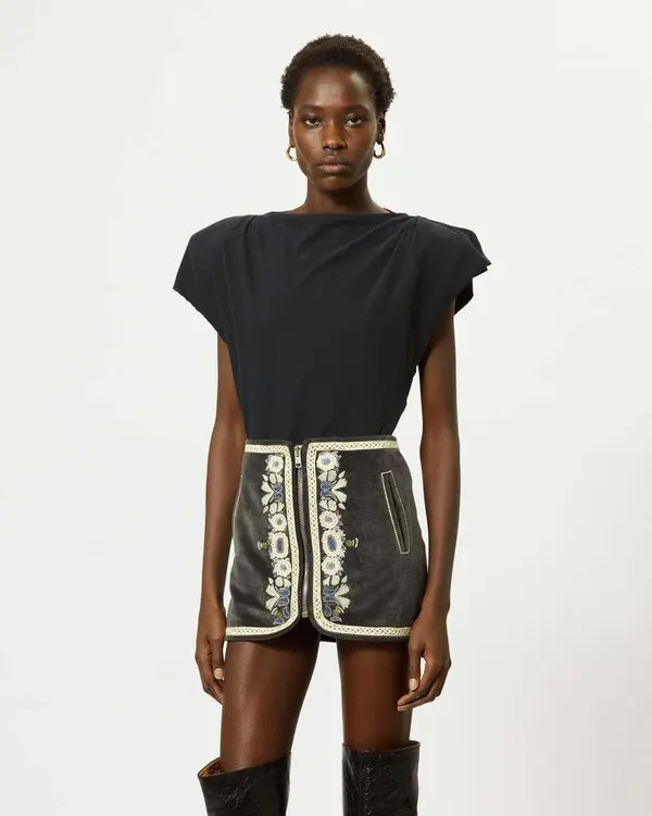 Isabel Marant Étoile Asymmetrical Short-sleeved T-shirt With Logo - Black