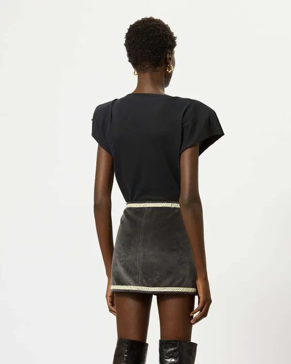 Isabel Marant Étoile Asymmetrical Short-sleeved T-shirt With Logo - Black