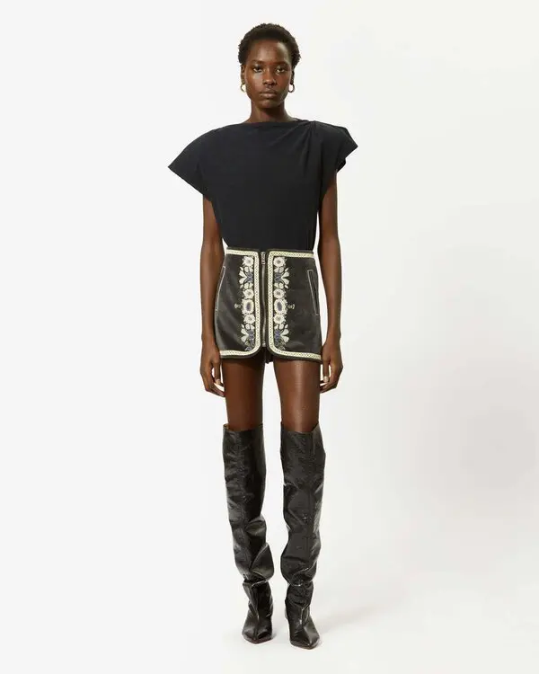 Isabel Marant Étoile Asymmetrical Short-sleeved T-shirt With Logo - Black