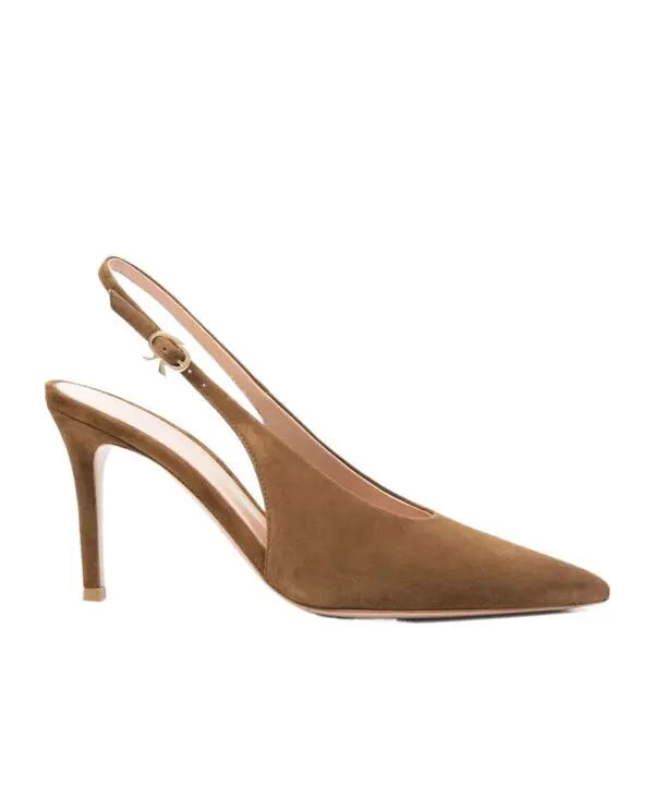 GIANVITO ROSSI Robbie Pointed Toe Slingback Pumps - Brown