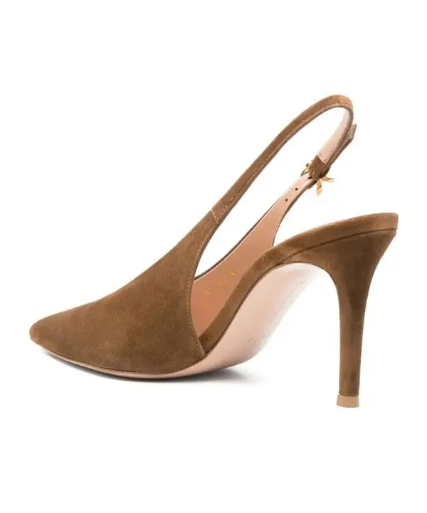 GIANVITO ROSSI Robbie Pointed Toe Slingback Pumps - Brown
