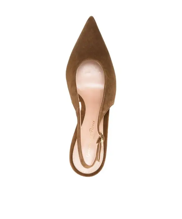 GIANVITO ROSSI Robbie Pointed Toe Slingback Pumps - Brown