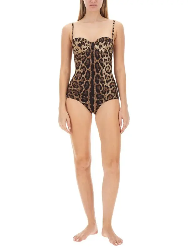 Dolce & Gabbana Leopard-printed One-piece Swimsuit