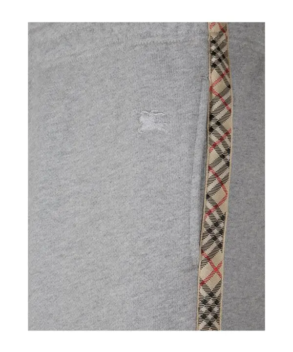 Burberry Wide-leg Checked Band Drawstring Trousers - Light Gray Blend