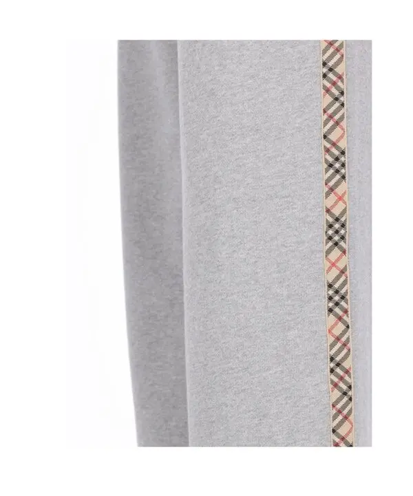 Burberry Wide-leg Checked Band Drawstring Trousers - Light Gray Blend