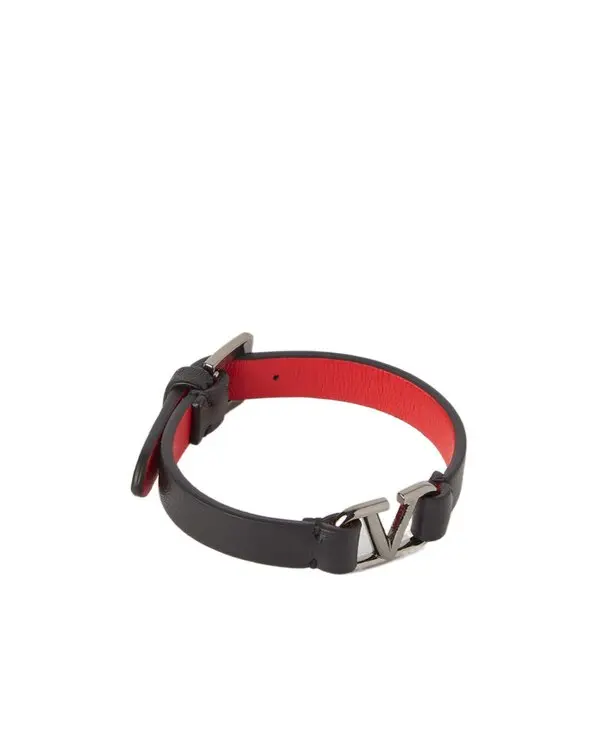 Valentino Garavani Vlogo Signature Leather Bracelet - Black