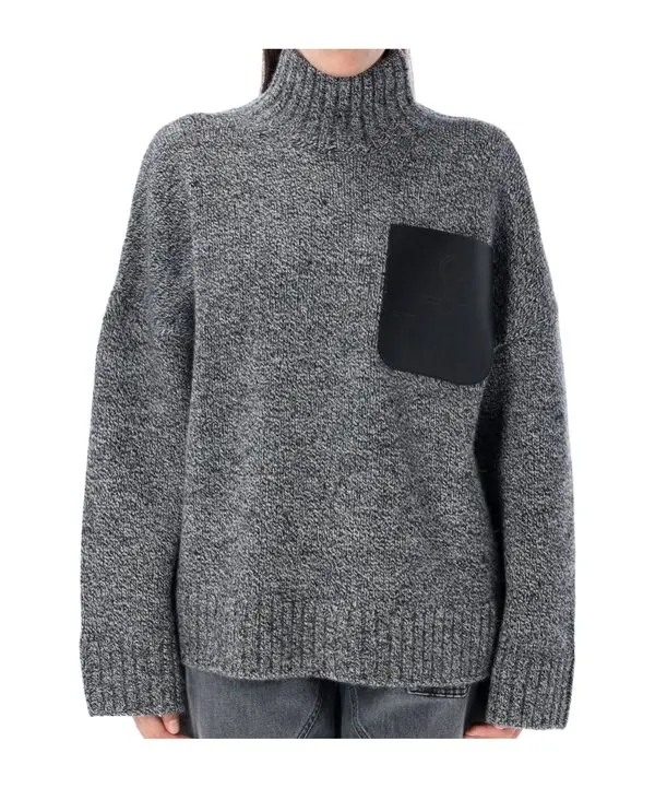 J.W.ANDERSON High-neck Leather-patch Sweater