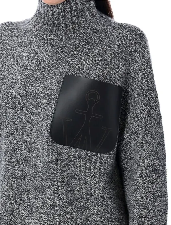 J.W.ANDERSON High-neck Leather-patch Sweater