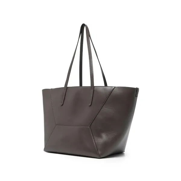 Brunello Cucinelli Small Calfskin Tote Bag With Monili - Black