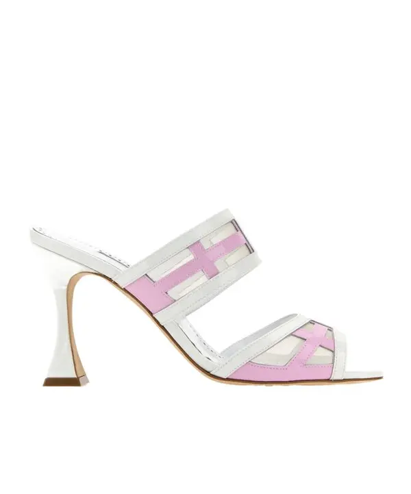 Manolo Blahnik Avespamu Double Strap Mules - White