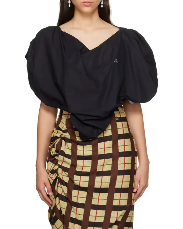VIVIENNE WESTWOOD V-neck Short Sleeve Blouse - Black