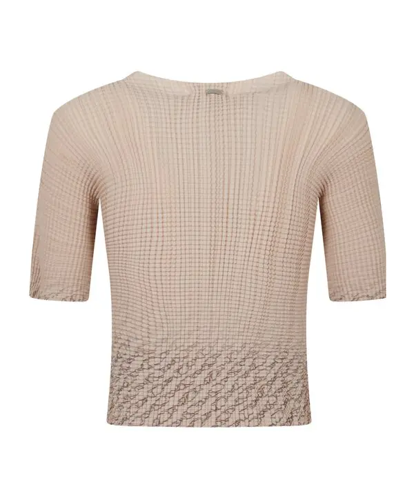 Herno Short Sleeve Textured Fitted Top - Nude