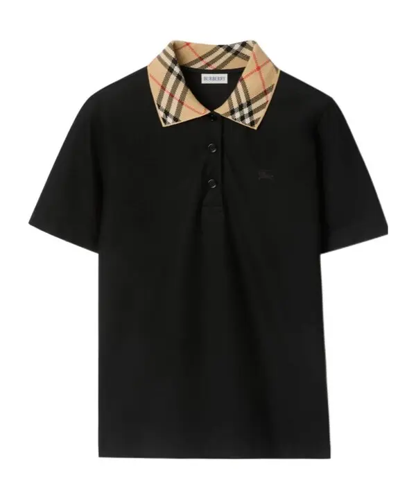 Burberry Check Collar Polo T-shirt - Black