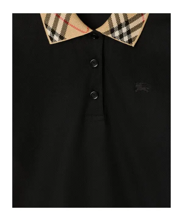 Burberry Check Collar Polo T-shirt - Black