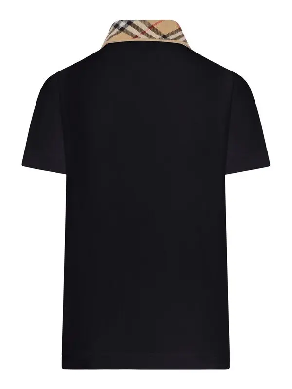 Burberry Check Collar Polo T-shirt - Black