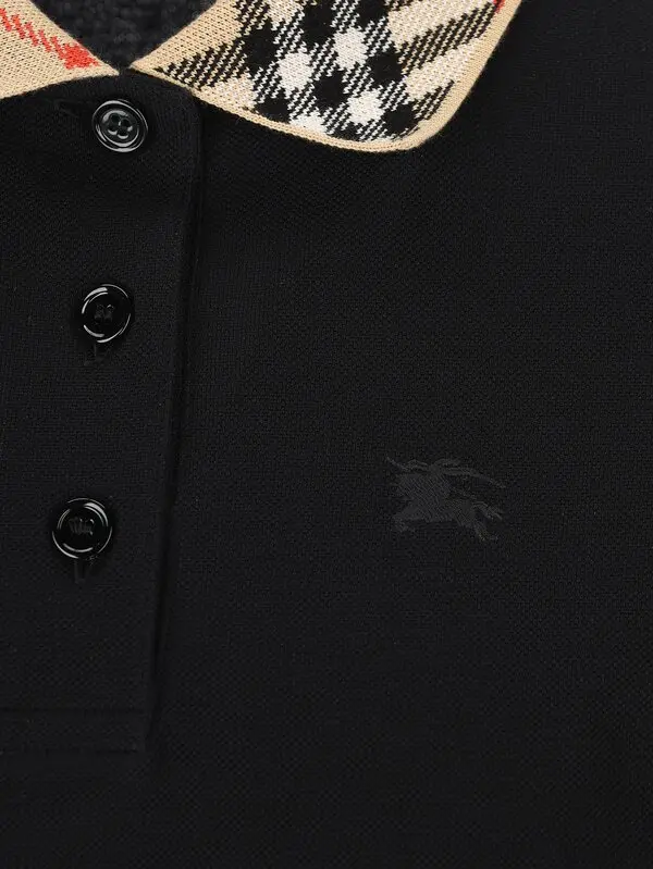 Burberry Check Collar Polo T-shirt - Black