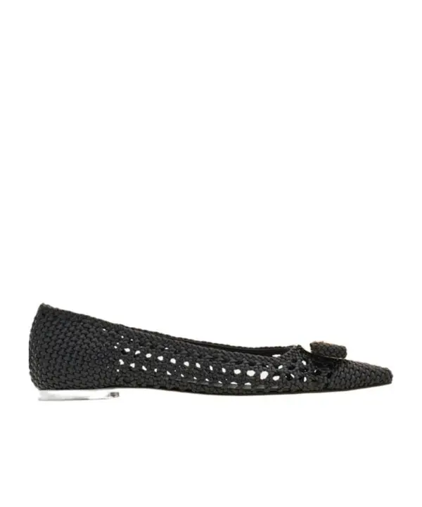 FERRAGAMO Vara Buckle Ballet Flats - Black