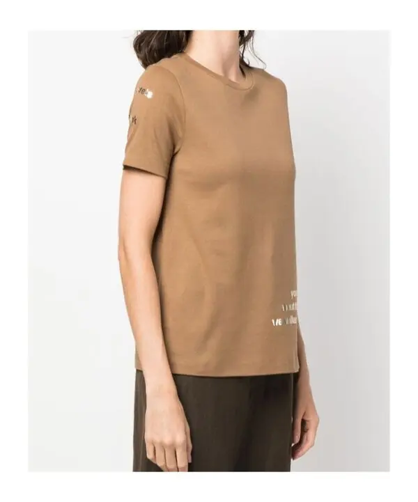 Max Mara Slogan Printed Crewneck T-shirt - Nude