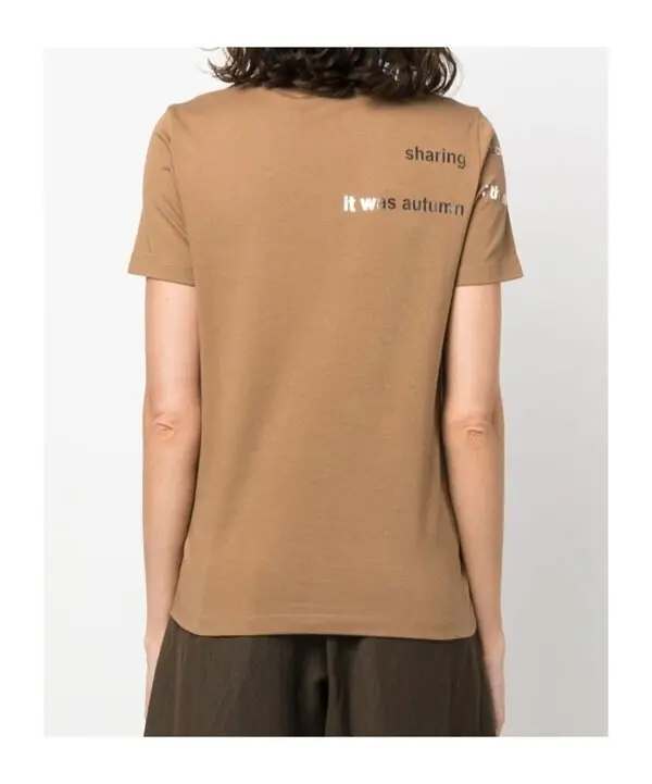 Max Mara Slogan Printed Crewneck T-shirt - Nude