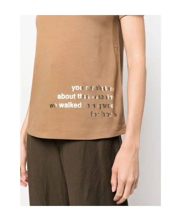 Max Mara Slogan Printed Crewneck T-shirt - Nude
