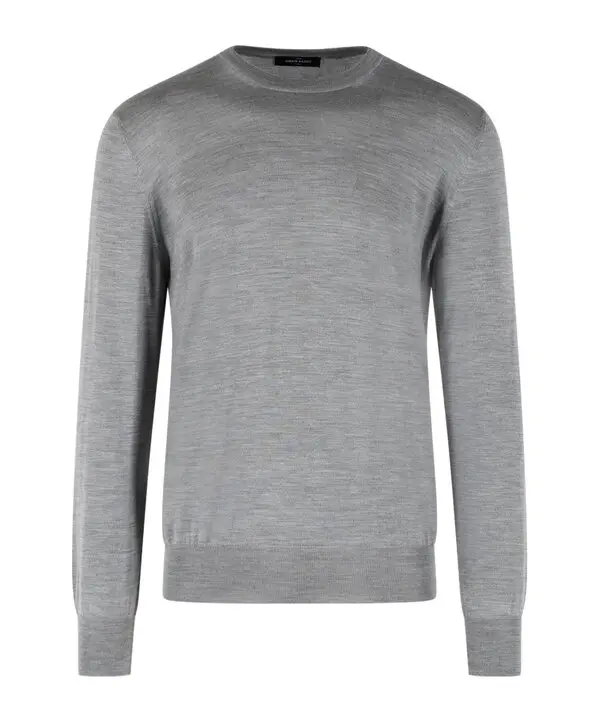GRAN SASSO Fine Knit Virgin Wool And Cashmere Blend Crew Neck Sweater - Grey