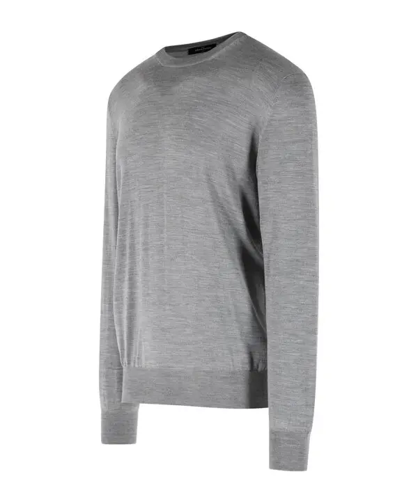 GRAN SASSO Fine Knit Virgin Wool And Cashmere Blend Crew Neck Sweater - Grey