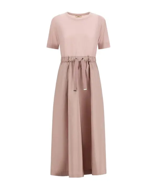 Herno Pleated Drawstring Maxi Dress - Light Pink