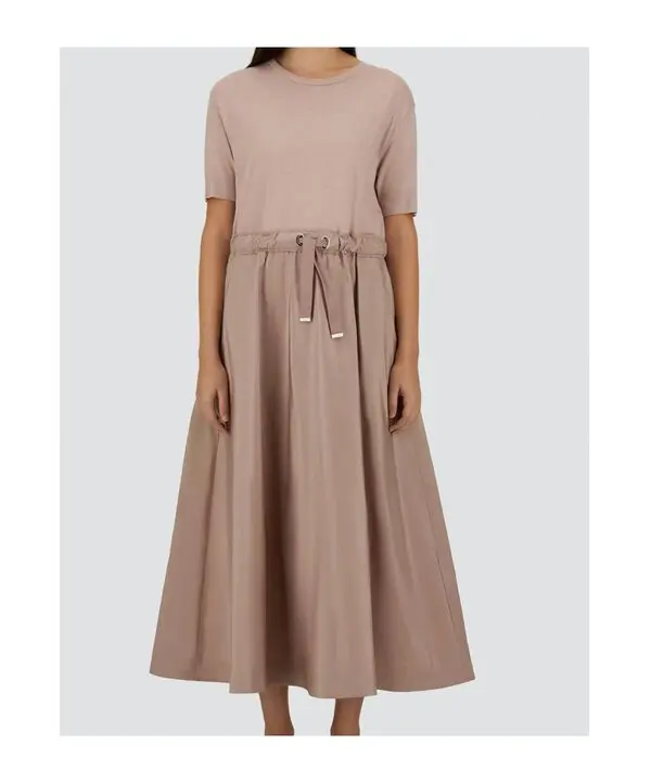 Herno Pleated Drawstring Maxi Dress - Light Pink