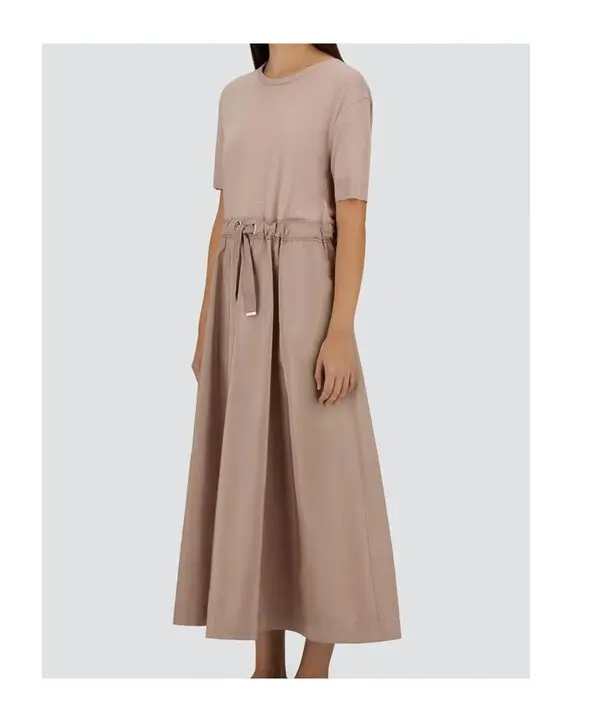 Herno Pleated Drawstring Maxi Dress - Light Pink