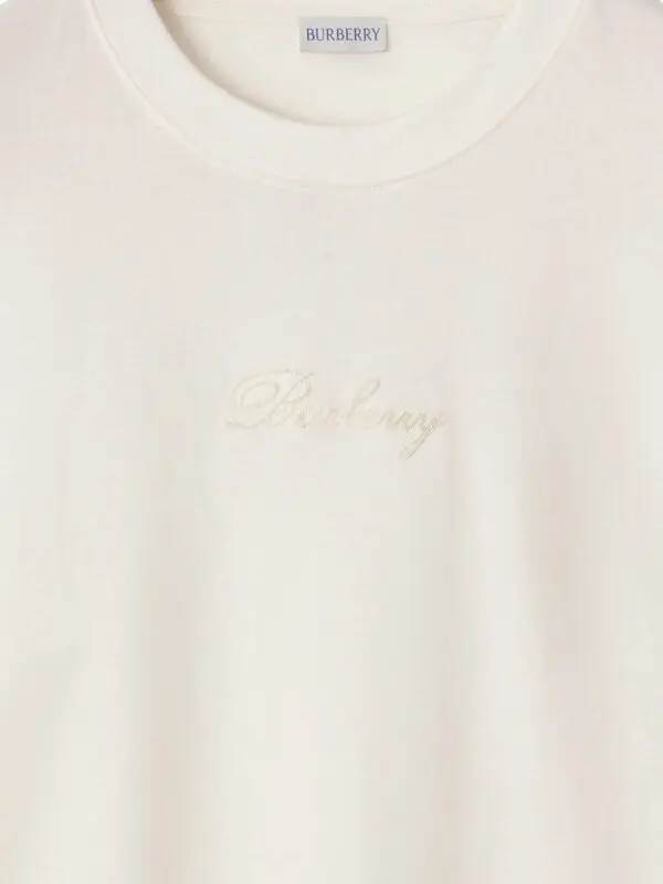 Burberry Logo Embroidered Crewneck T-shirt - Chalk White