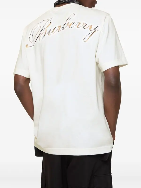 Burberry Logo Embroidered Crewneck T-shirt - Chalk White