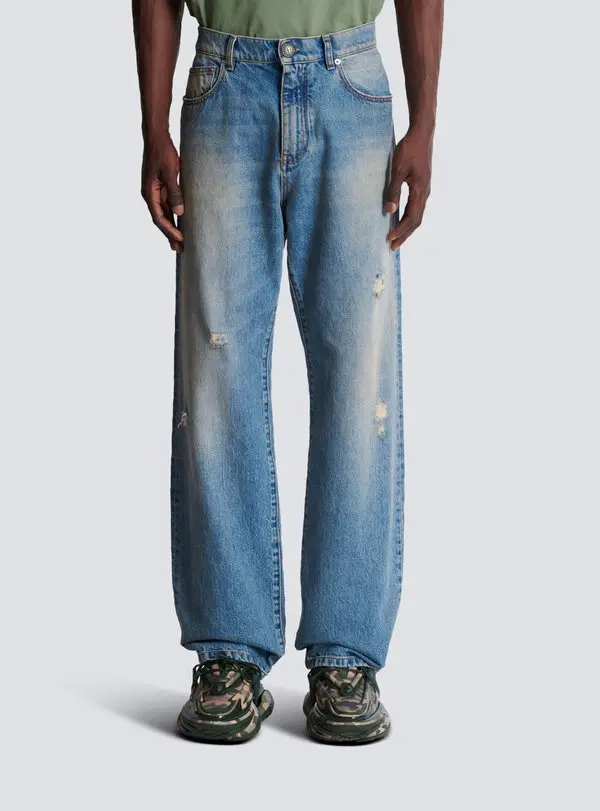 Balmain Distressed Loose-fit Jeans