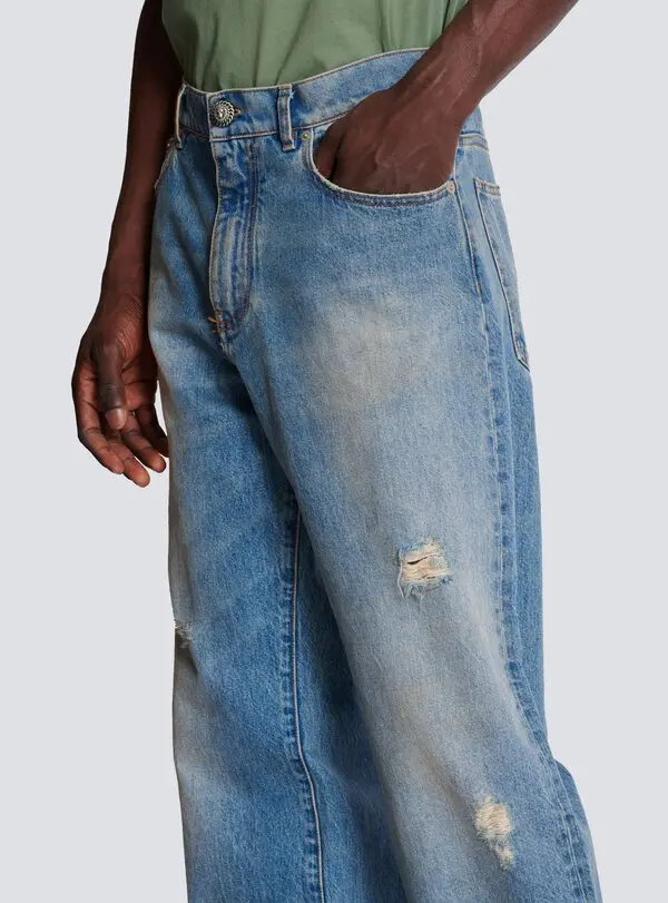 Balmain Distressed Loose-fit Jeans
