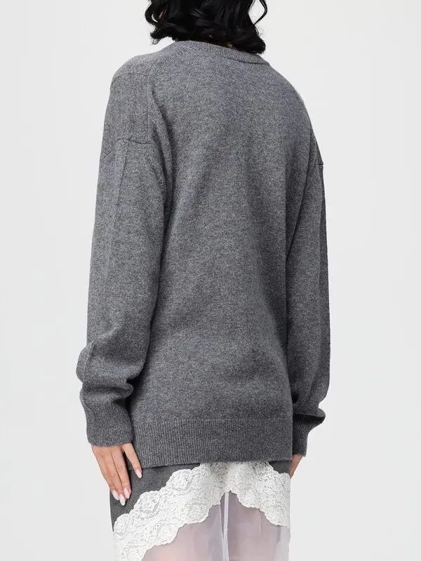 JIL SANDER Long Sleeve V-neck Jumper - Grey