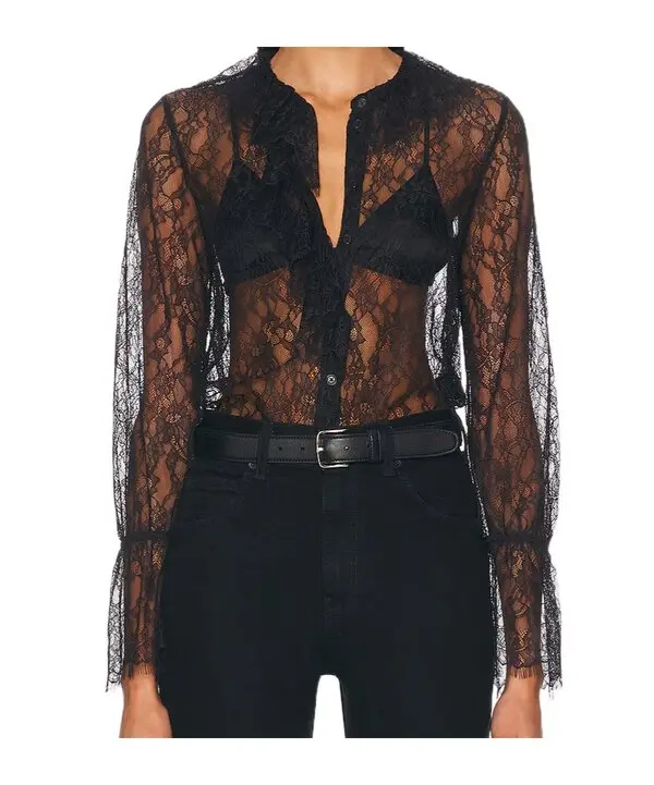 NILI LOTAN Lace Shirt - Black