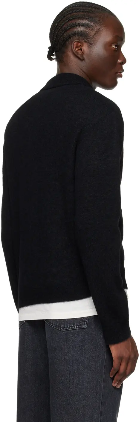 Our Legacy Long Sleeve Buttoned Knit Cardigan With Lapel Neck - Black
