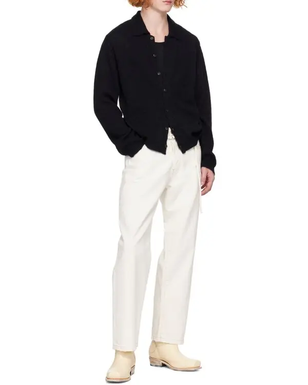 Our Legacy Long Sleeve Buttoned Knit Cardigan With Lapel Neck - Black