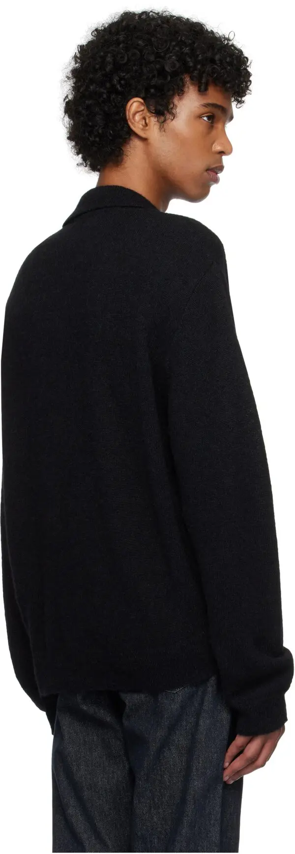 Our Legacy Long Sleeve Buttoned Knit Cardigan With Lapel Neck - Black