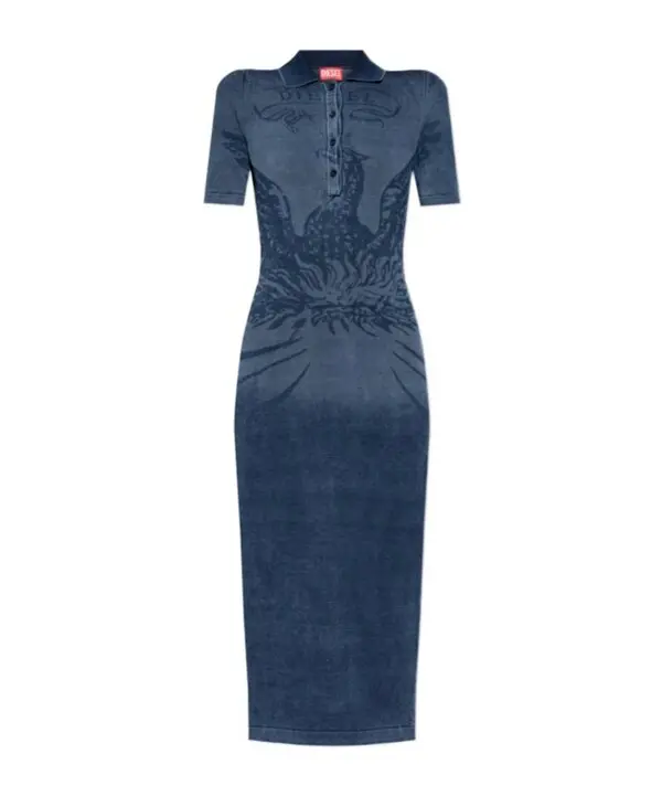 DIESEL® Denim Button-up Midi Dress - Navy Blue