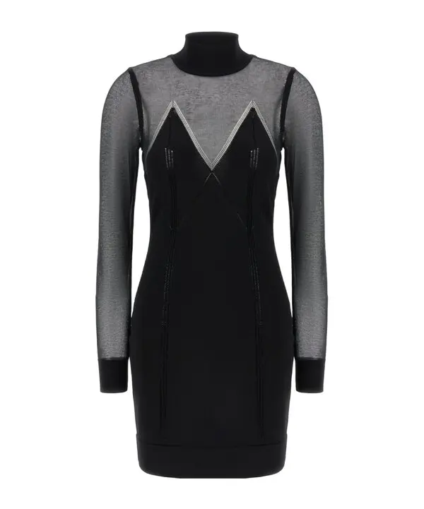 Elisabetta Franchi Long Sleeve High Neck Dress