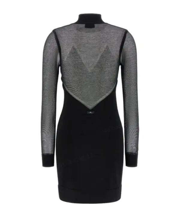 Elisabetta Franchi Long Sleeve High Neck Dress