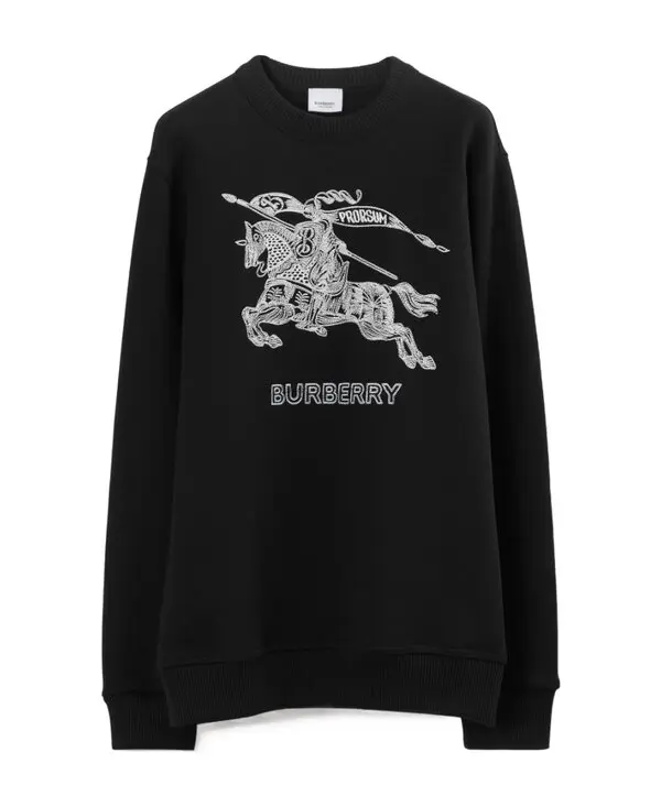 Burberry Embroidered Logo Crewneck Sweatshirt - Black