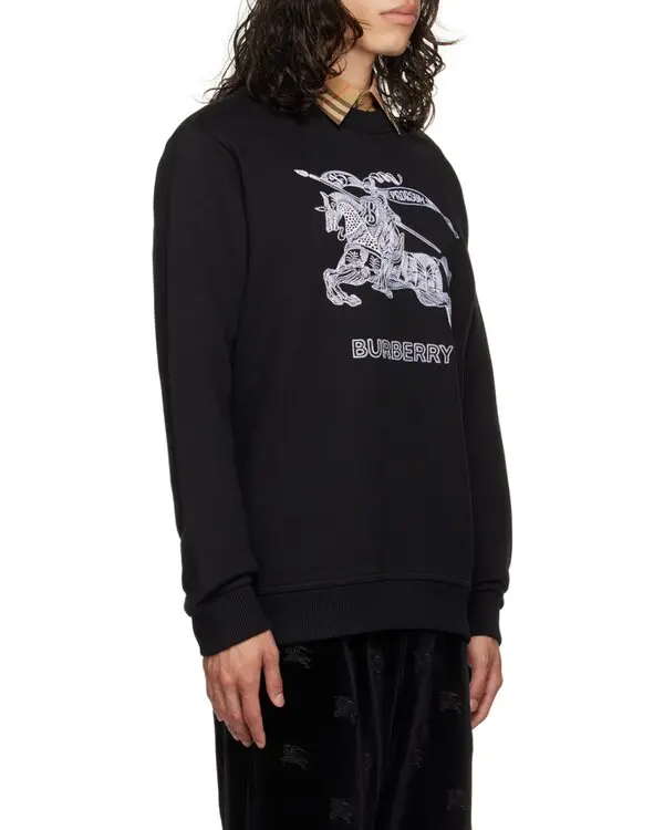 Burberry Embroidered Logo Crewneck Sweatshirt - Black