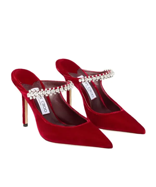 JIMMY CHOO Bing Crystal Embellishment Mules - Red