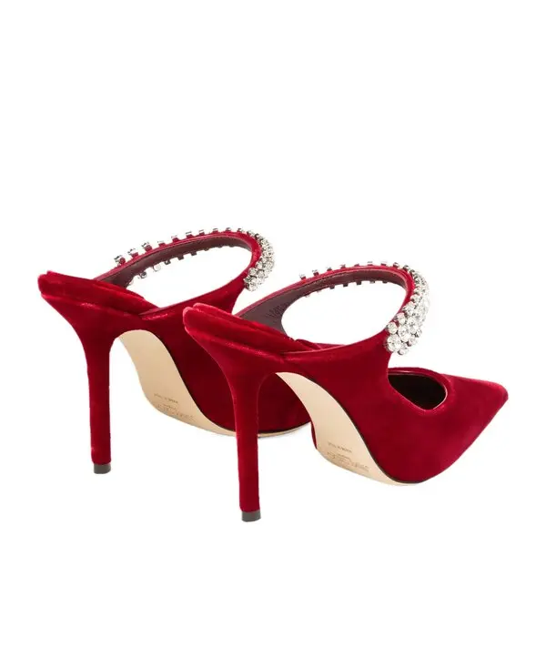 JIMMY CHOO Bing Crystal Embellishment Mules - Red
