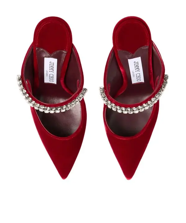 JIMMY CHOO Bing Crystal Embellishment Mules - Red