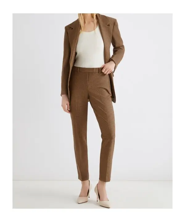 Marella Tailored Stretch Chino Trousers With Plaid Pattern