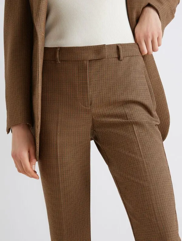 Marella Tailored Stretch Chino Trousers With Plaid Pattern
